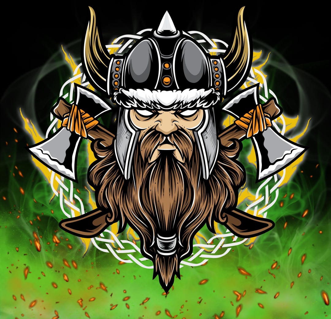 Viking Warrior Art Print – Norse Helmet, Celtic Knotwork (digital ...