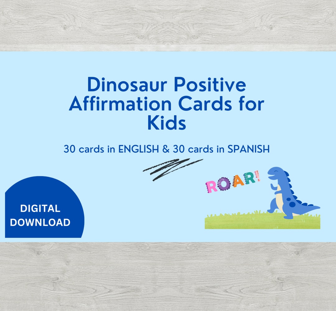 Dinosaur Affirmation Cards for Kids, Bilingual Affirmation Cards ...