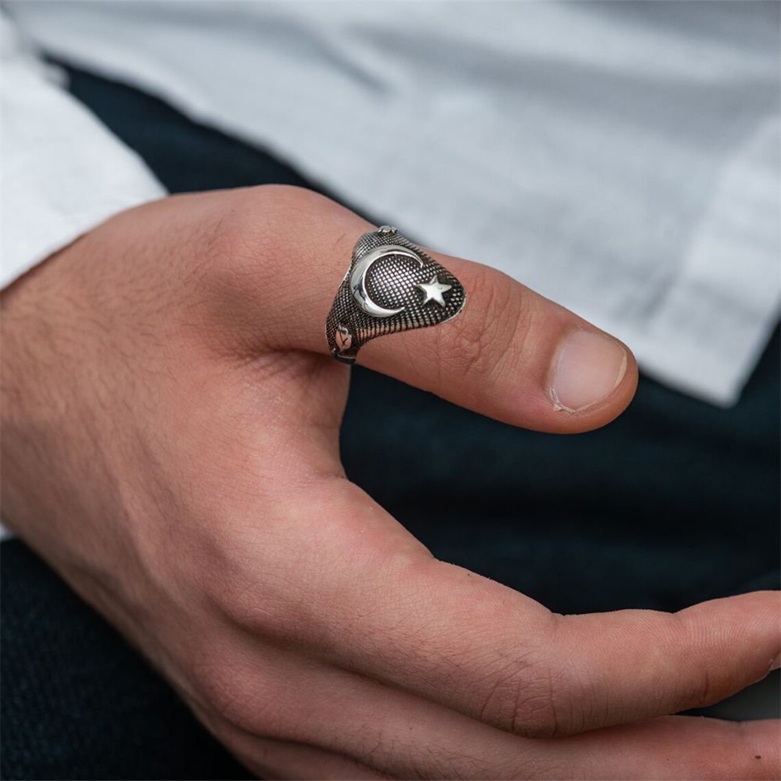 Turkish Ottoman Thumb Ring Solid 925 Sterling Silver Men's - Etsy