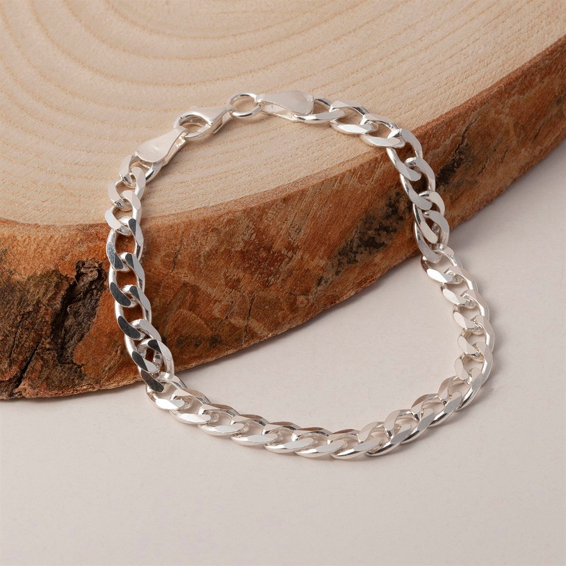 6mm Solid 925 Sterling Silver Flat Cuban Link Men's Chain - Etsy