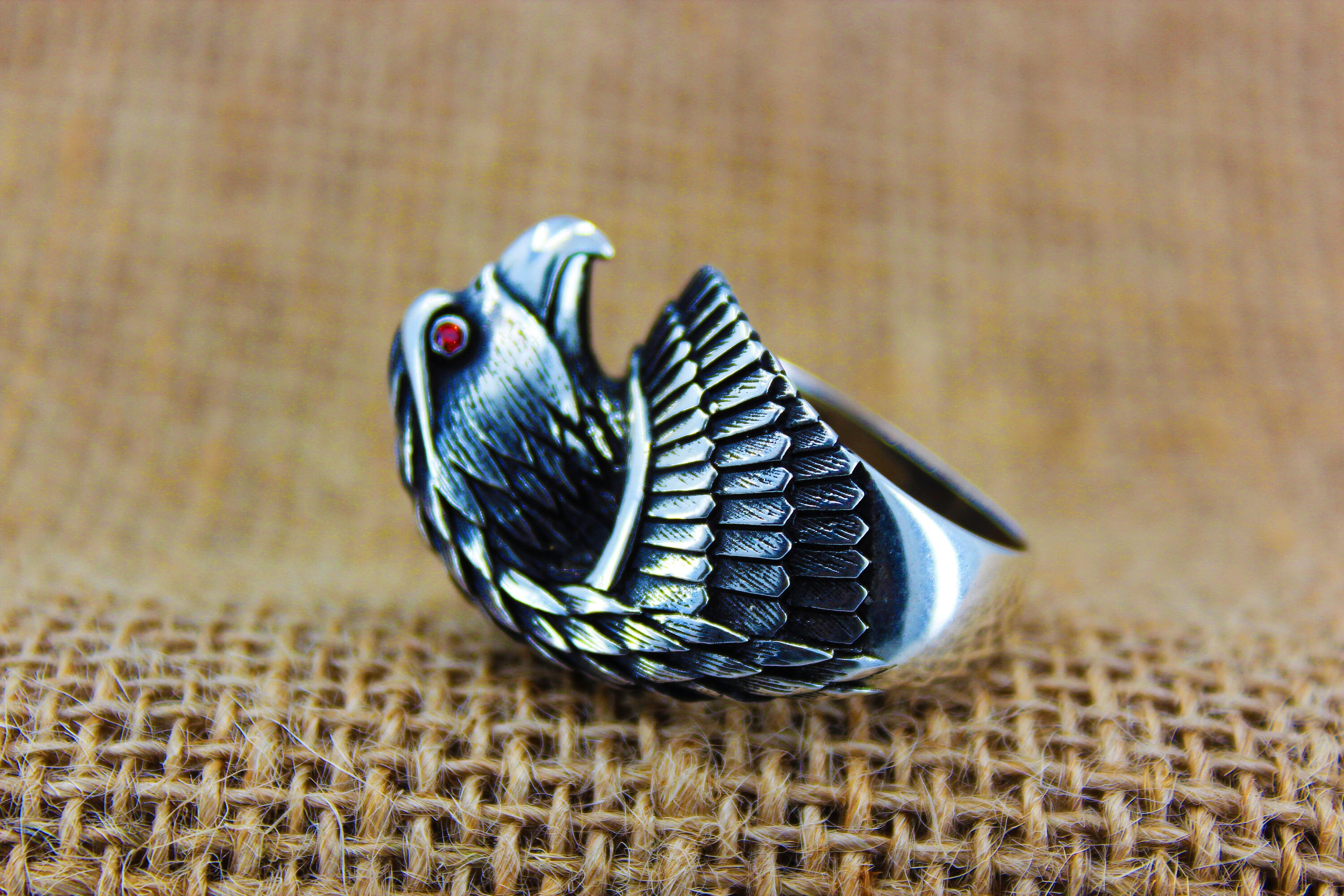 Adler Figur solide 925 Sterling Silber Herren Ring handgemachte ...