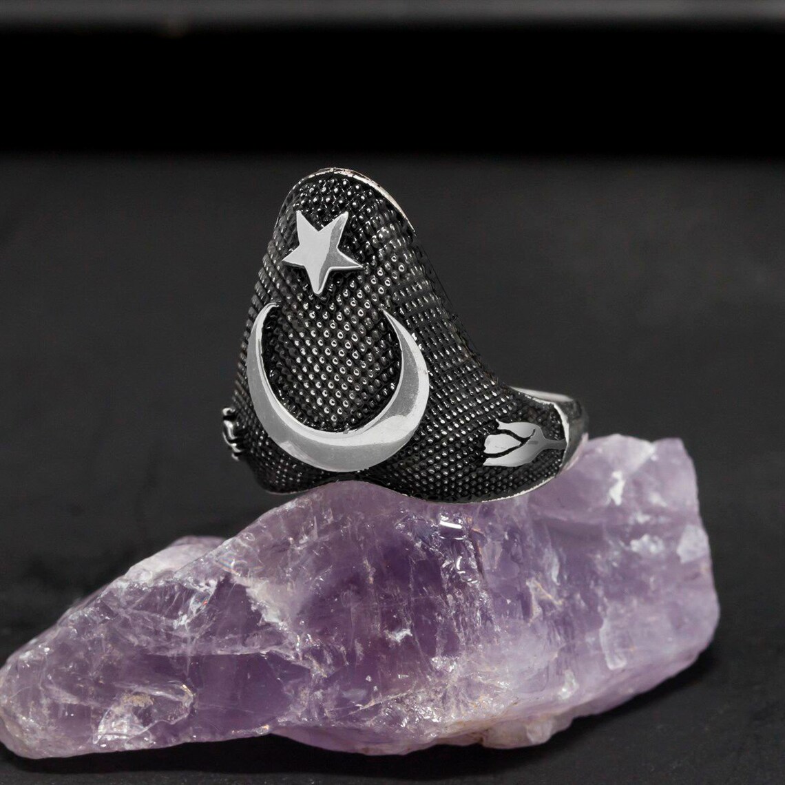 Turkish Ottoman Thumb Ring Solid 925 Sterling Silver Men's Ring Moon ...