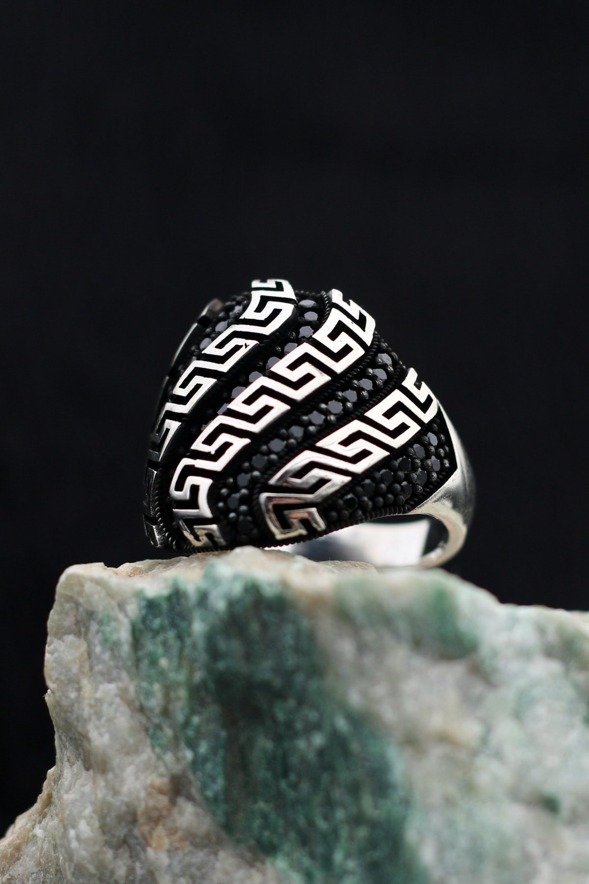 Modern Design Black Micro Zircons Solid 925 Sterling Silver Men's Ring ...