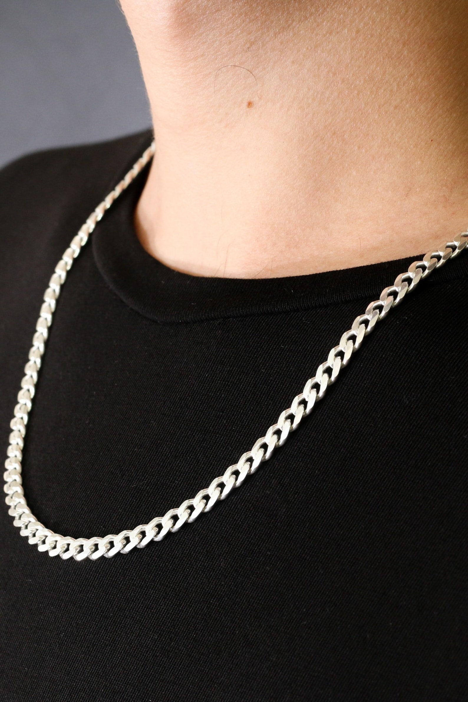 6mm Cuban Link Chain Solid 925 Sterling Silver Men's Necklace, Gift for ...