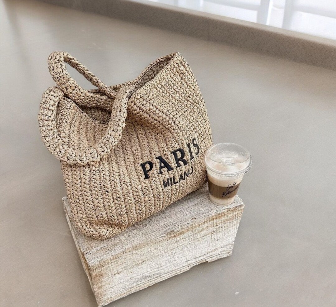 Chic Raffia Paris Beach Bag: Your Everyday Medium Tote and Holiday ...