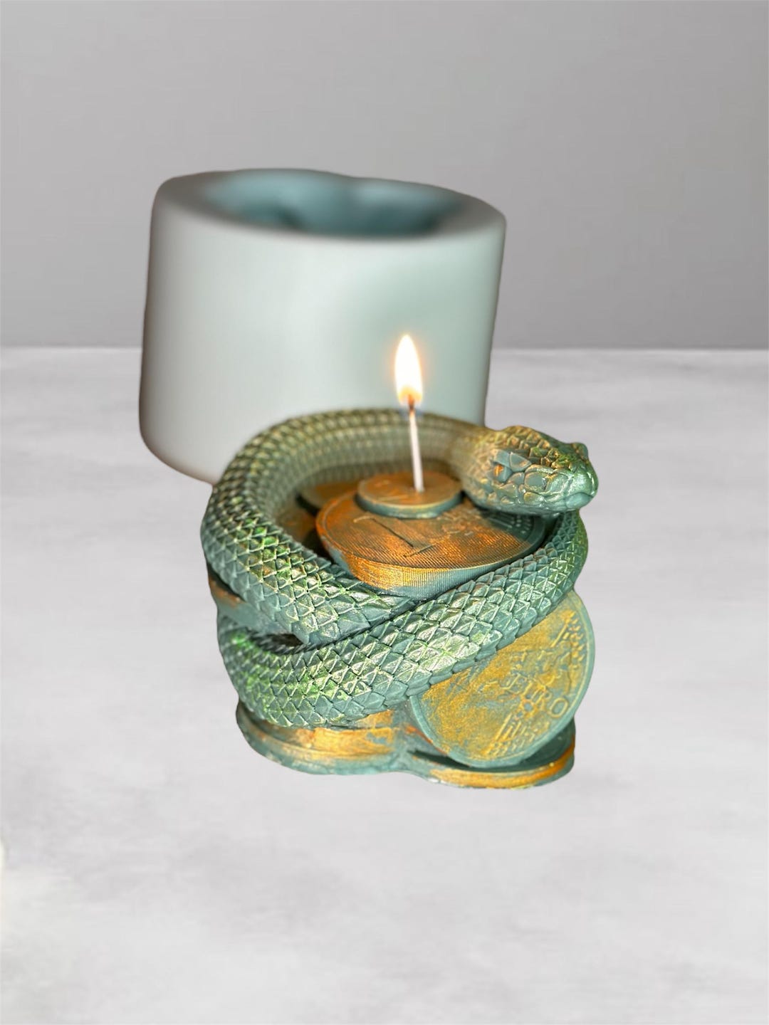 BIG Handmade Silicone Mold Snake on Euro Coins Mould Unique 2025 Symbol ...
