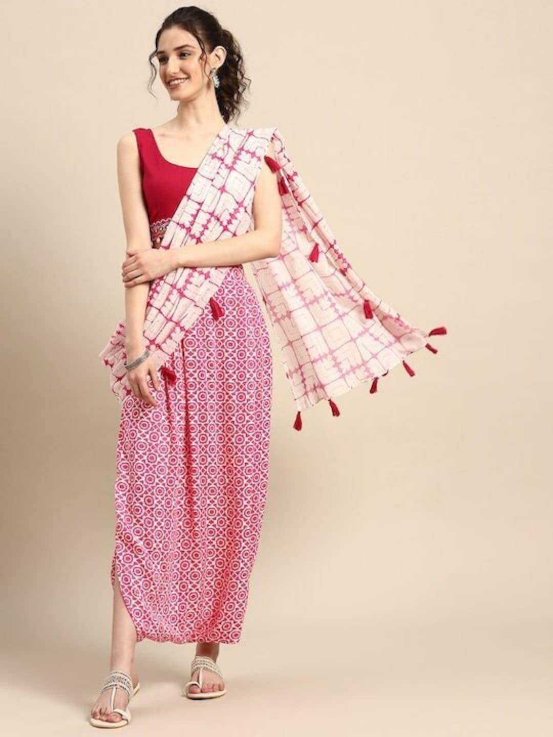 Embroidered Dhoti Saree Set, Dhoti Suit Set for Women, Indian Blouse ...