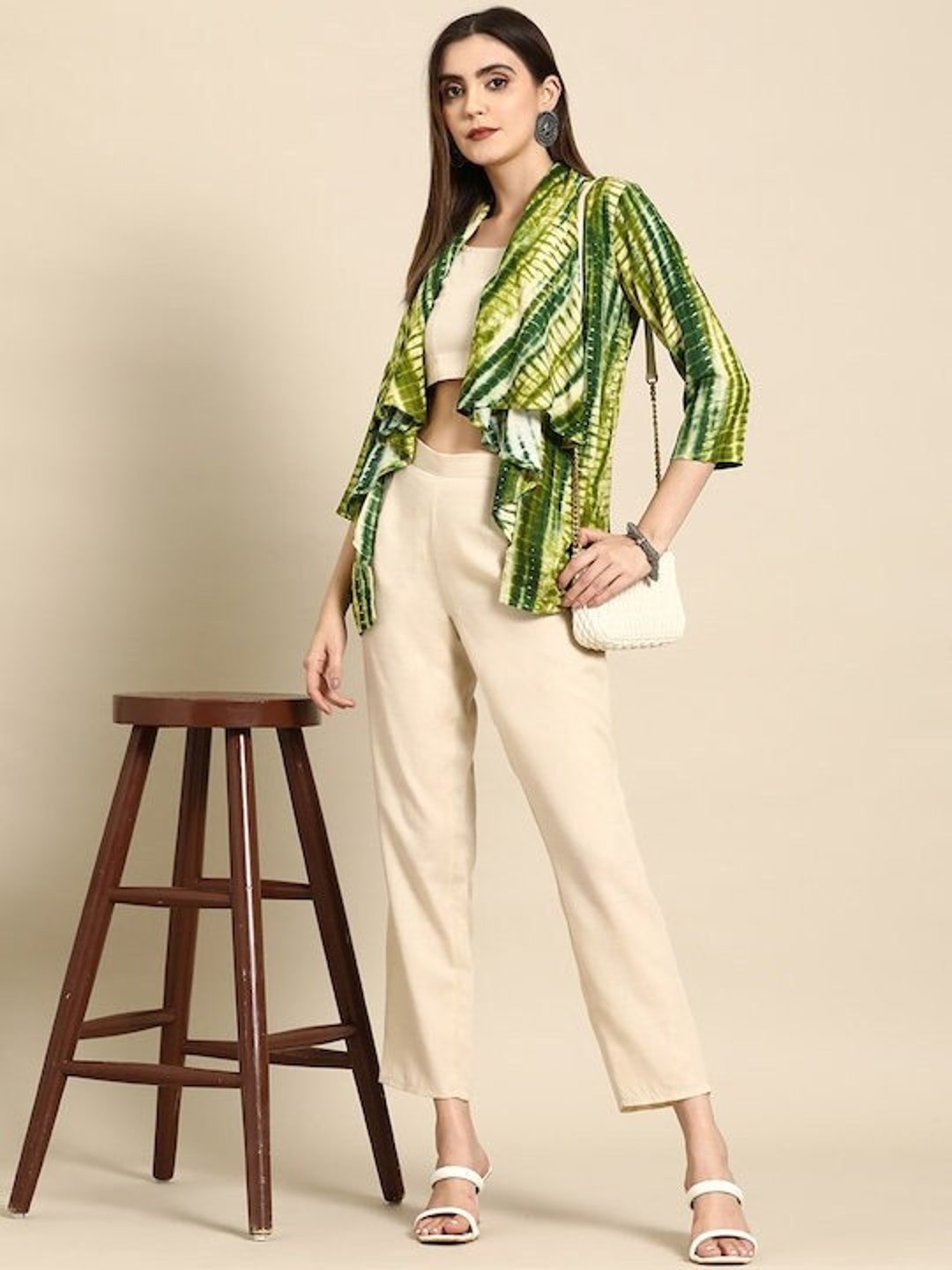 Women Crop Top With Pants and Shrug Set, Indo Western Ethnic Set for ...