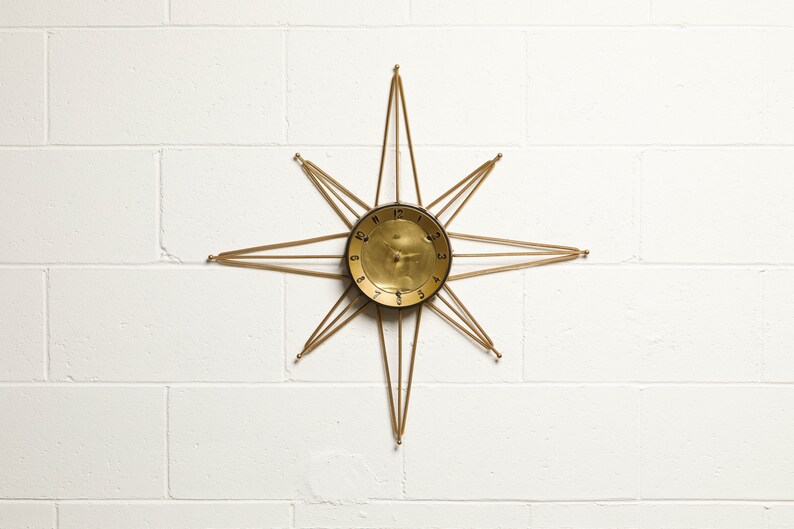 Vintage Mid-century Modern Starburst Wall Clock by Lux - Etsy