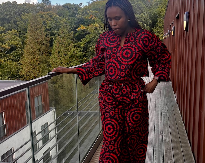 Ankara Two Piece Set | African Print Crop Top and Trousers | Wax Print ...