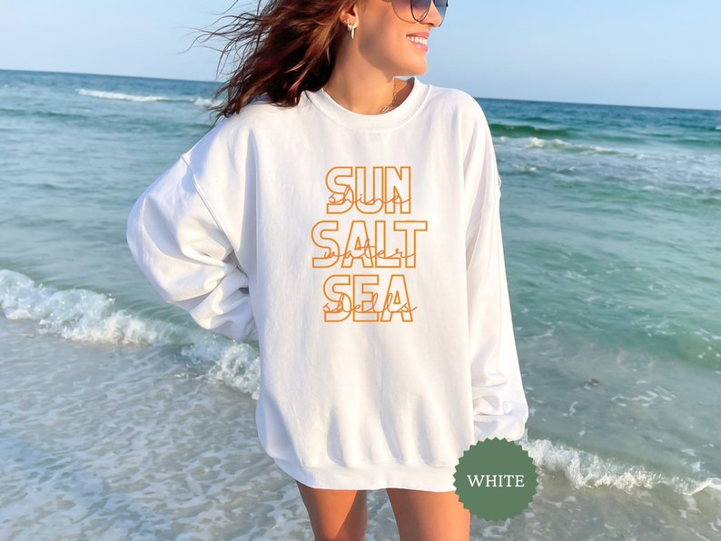 Cute Ocean Beach Hoodie, Sunshine Salt Water Sea Shells Sweatshirt ...
