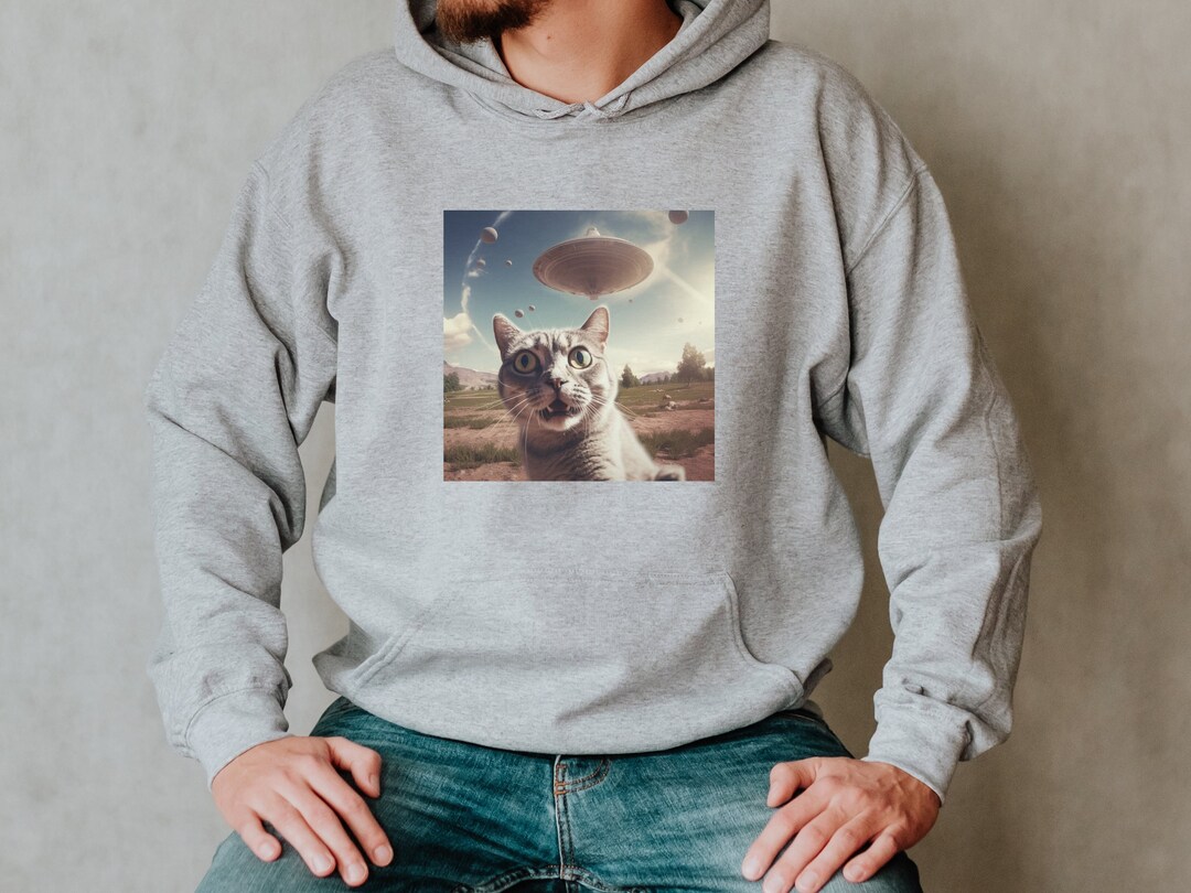 Cat Selfie and UFO Hoodie, Get Me off This Planet Sweater, Funny Cat ...