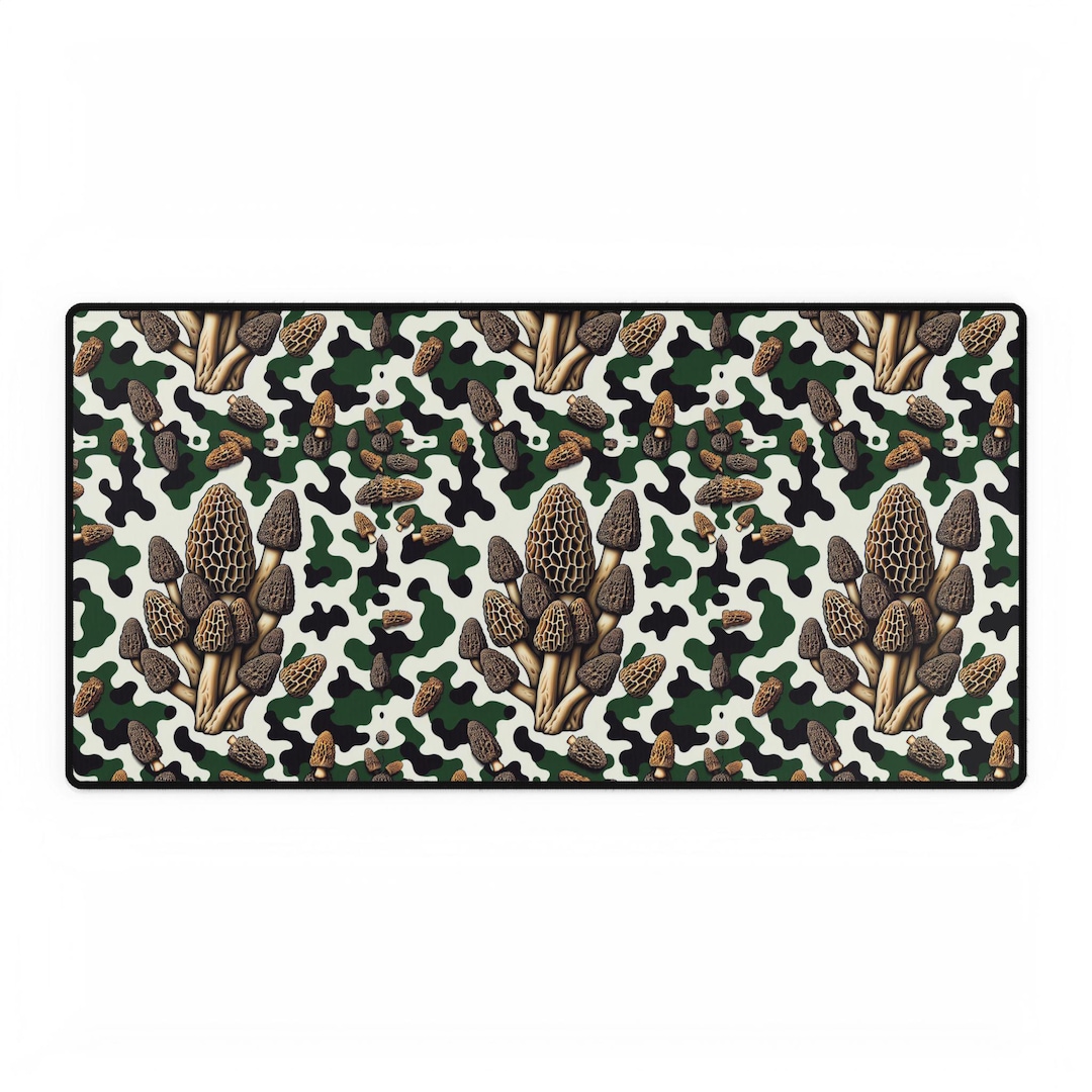 Camo Morel Mushroom Desk Mat, Camouflage Gaming Mouse Pad, Nature Lover ...