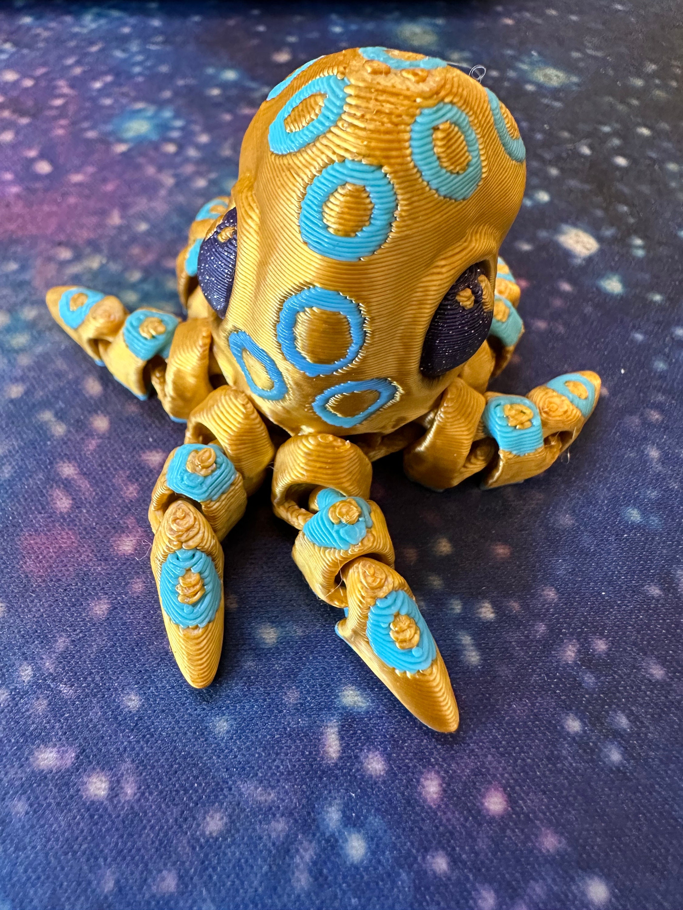 Octopus Blue Ring Golden - 3D Printed Articulated Octopi - Sensory ...
