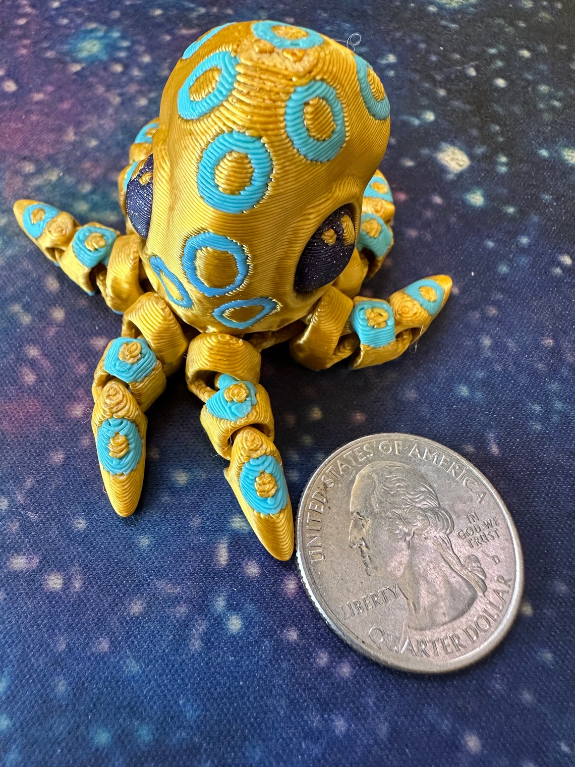 Octopus Blue Ring Golden - 3D Printed Articulated Octopi - Sensory ...