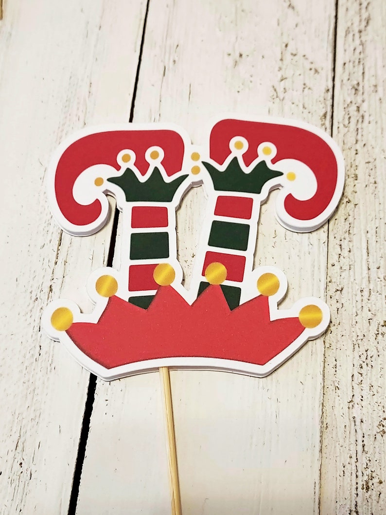Elf Cupcake Toppers Christmas Theme Party Elf Party Cake - Etsy