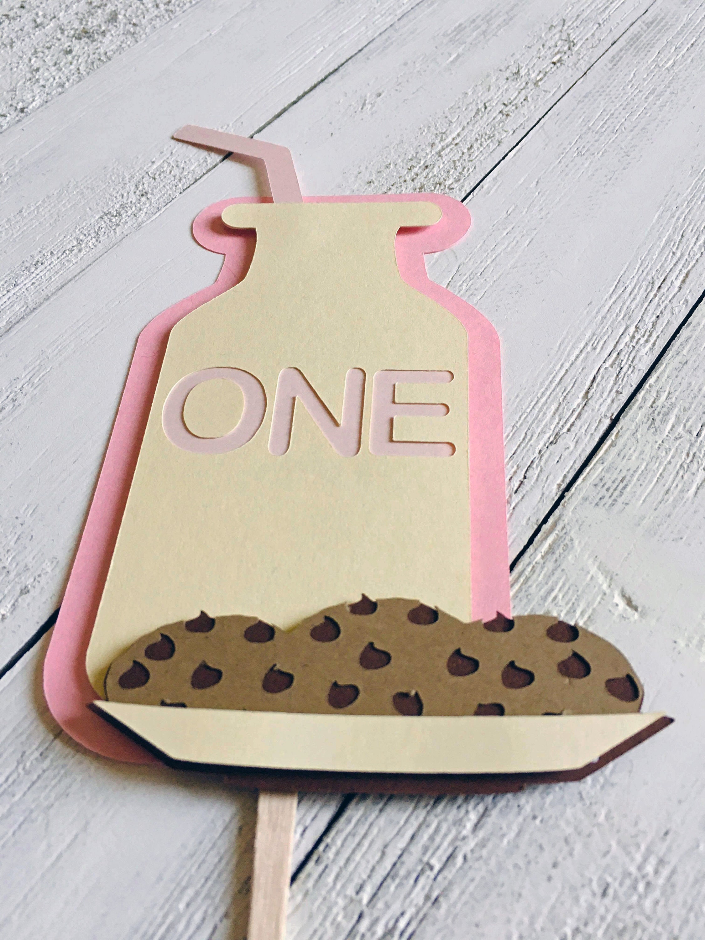 Milk & Cookies Cake Topper ONE Cake Topper Milk and Cookies | Etsy