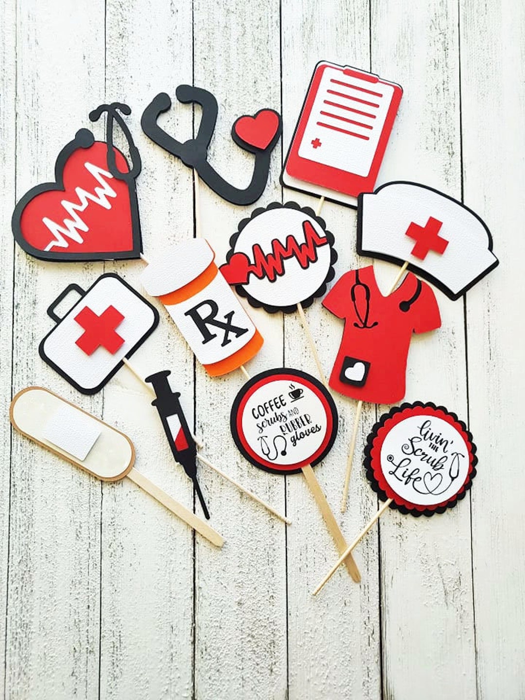 RED Nurse Cupcake Toppers, Medical Cupcake, Nurse Graduation Party ...