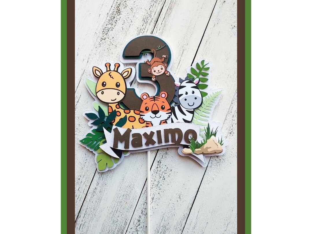 Safari Cake Topper, Safari Birthday Decorations, Animal Topper, Monkey ...