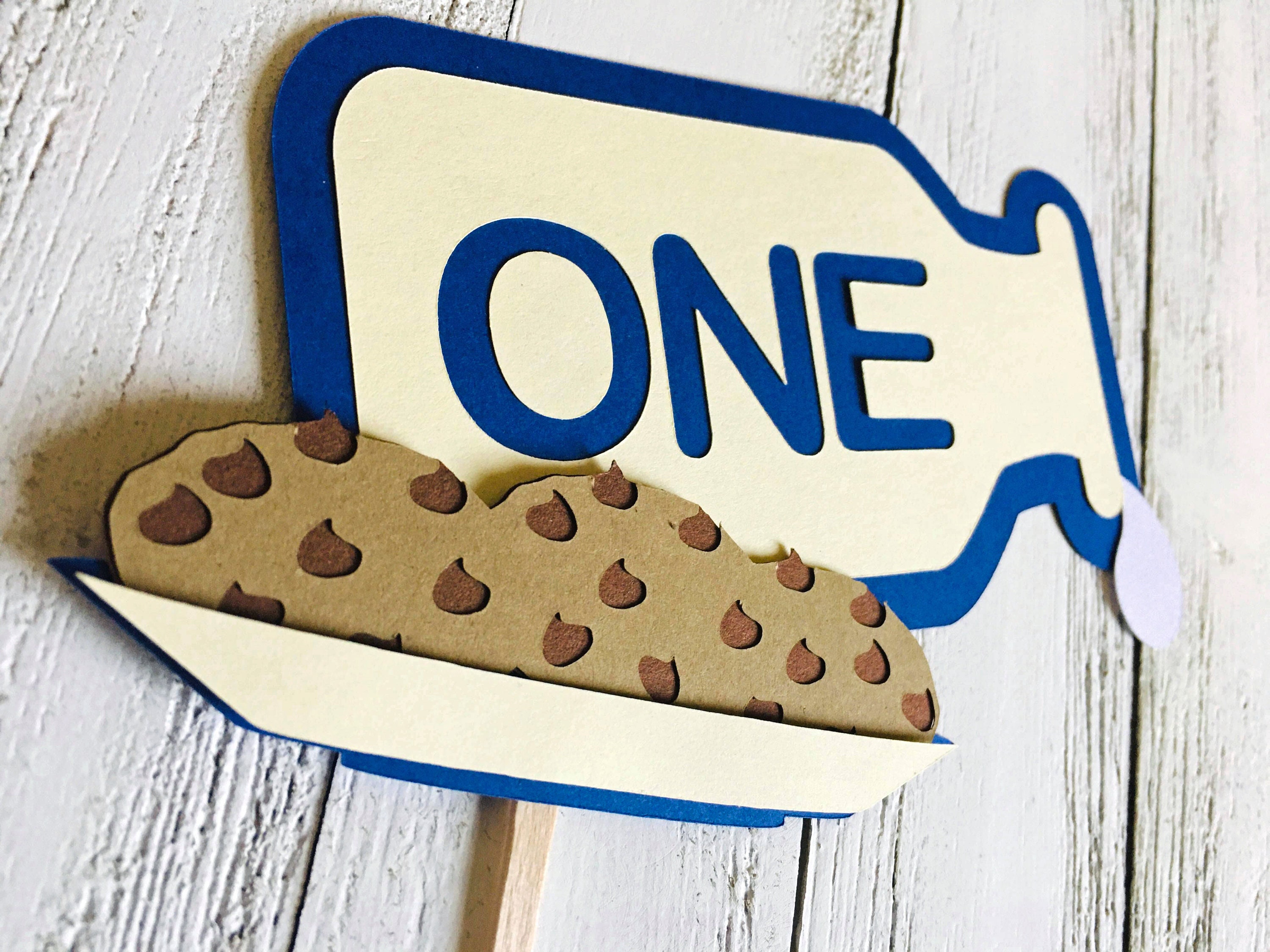 Milk & Cookies Cake Topper ONE Cake Topper Cookies and Milk | Etsy