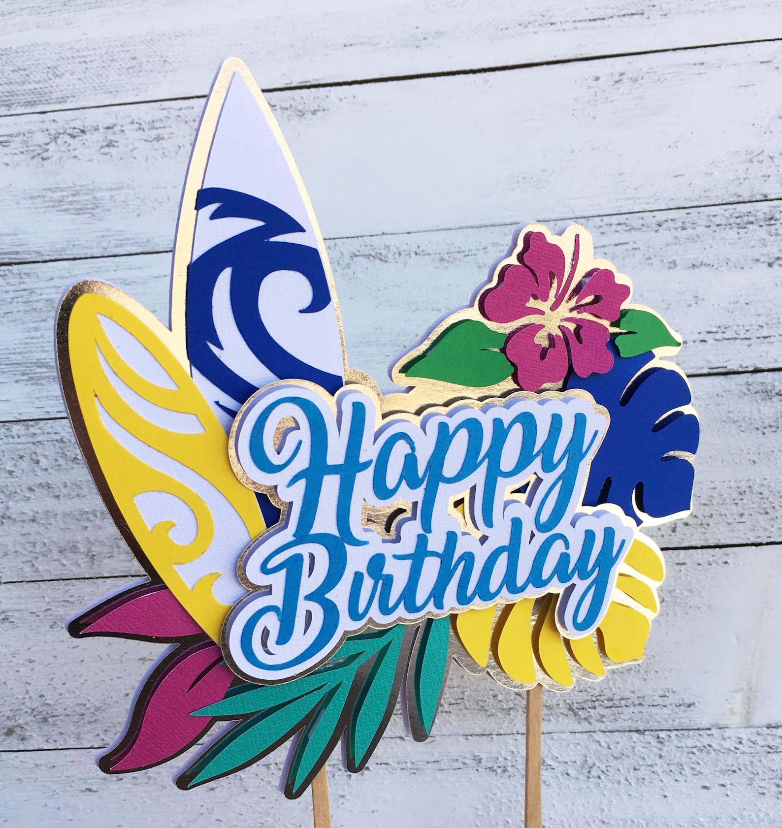 Tropical Cake Topper Surf Cake Topper Beach Party Surfer | Etsy