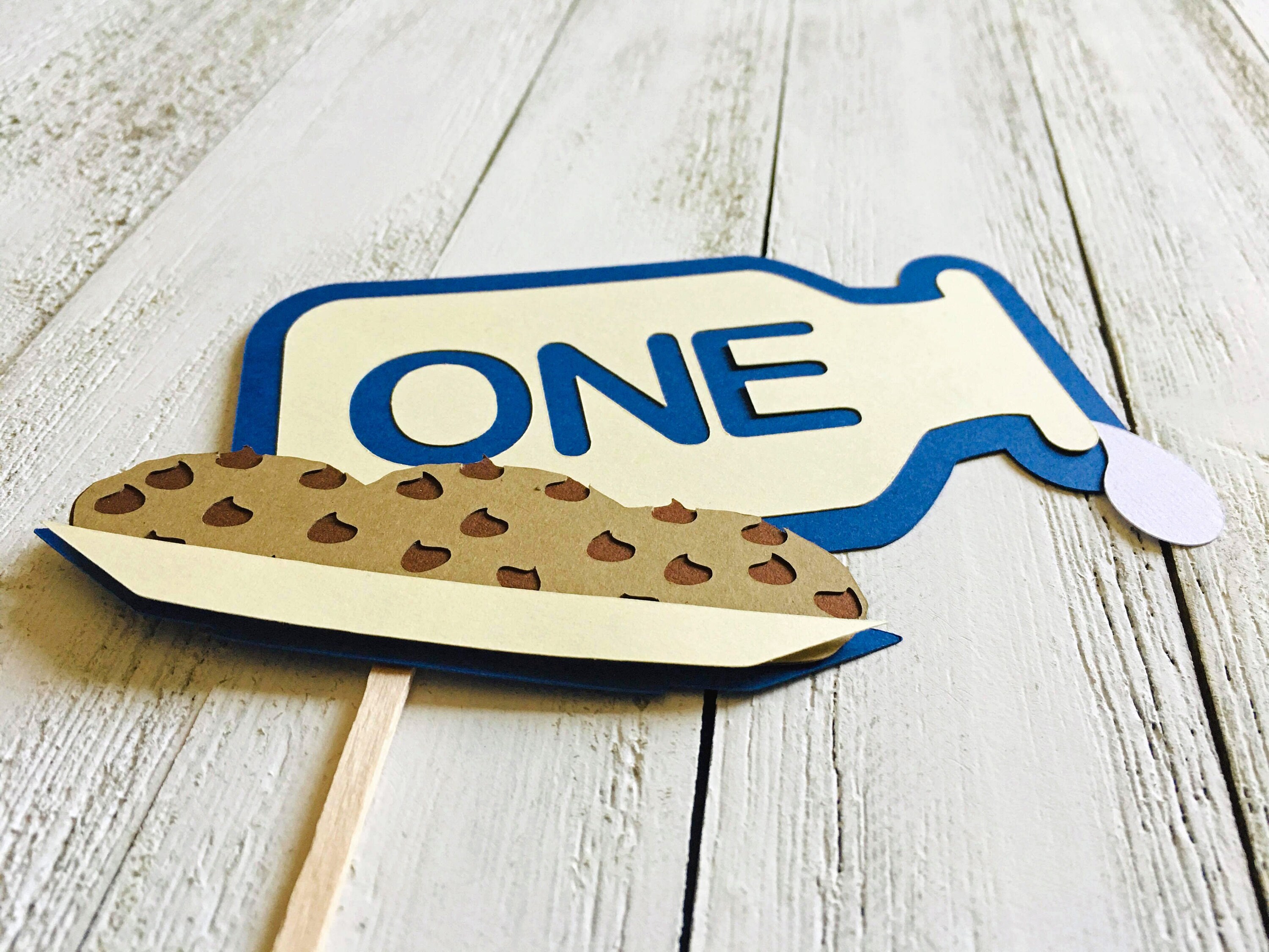 Milk & Cookies Cake Topper ONE Cake Topper Cookies and Milk | Etsy