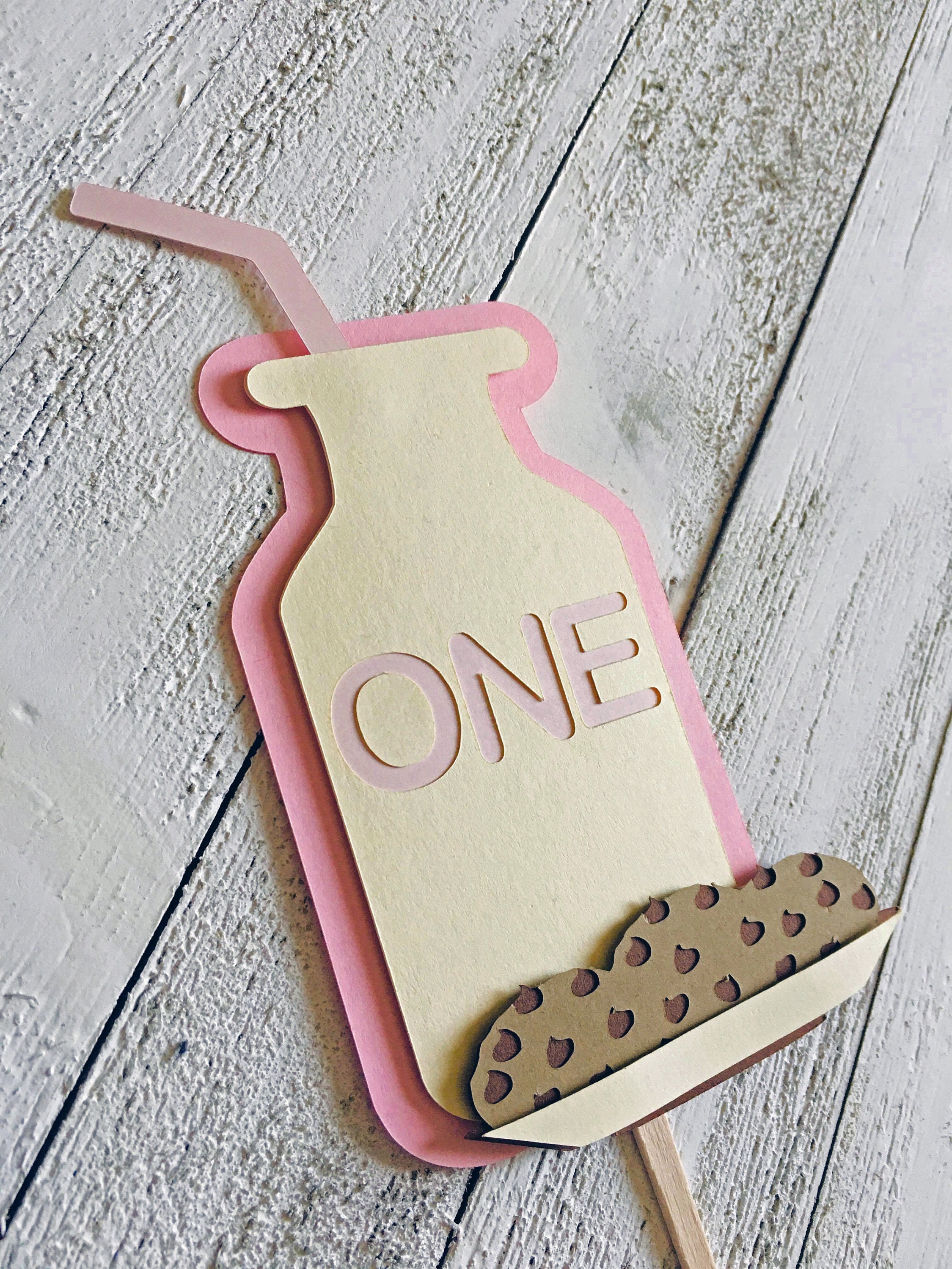 Milk & Cookies Cake Topper ONE Cake Topper Milk and Cookies | Etsy