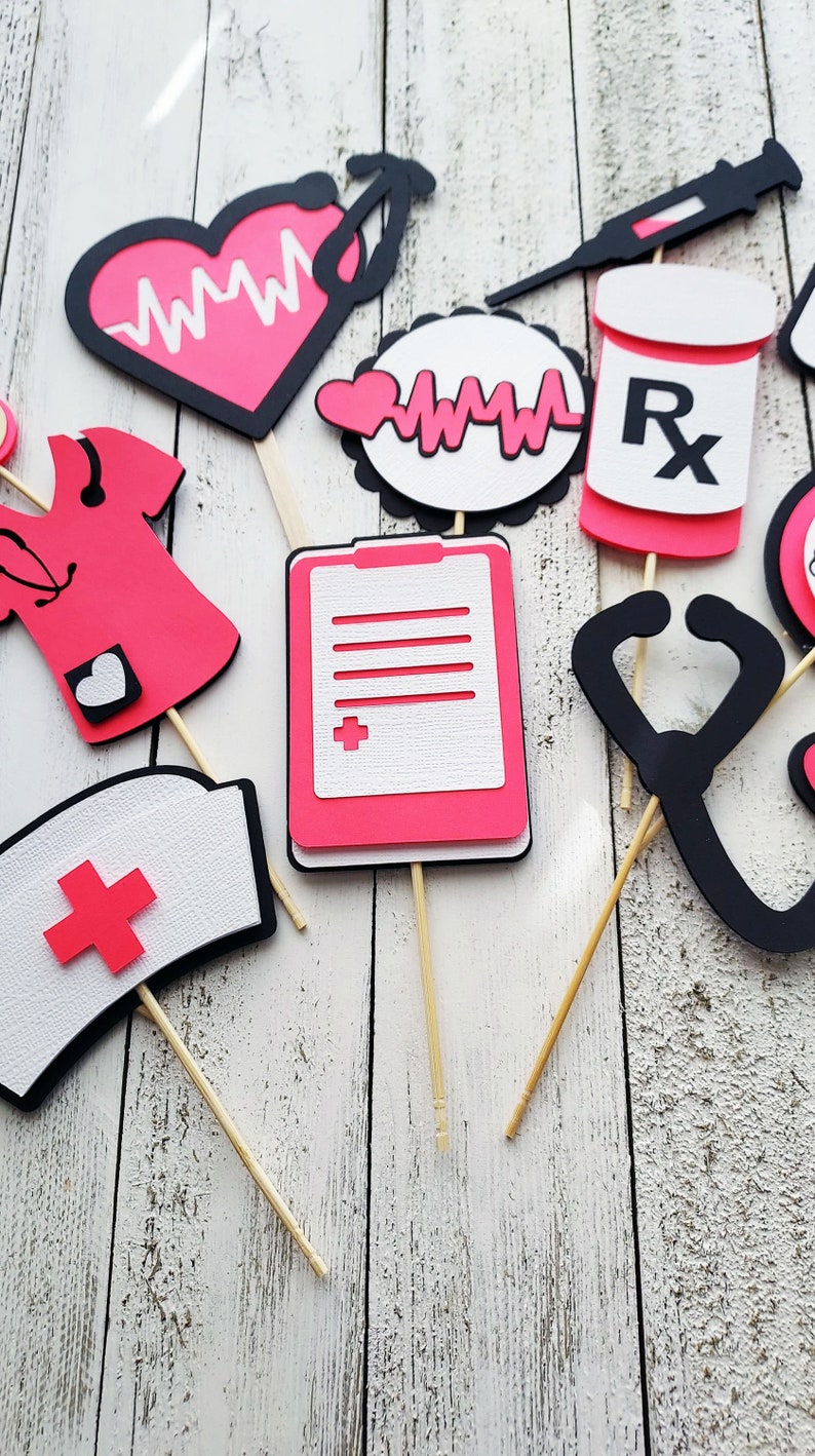 Hot Pink Nurse Cupcake Toppers Nurse Graduation Party - Etsy