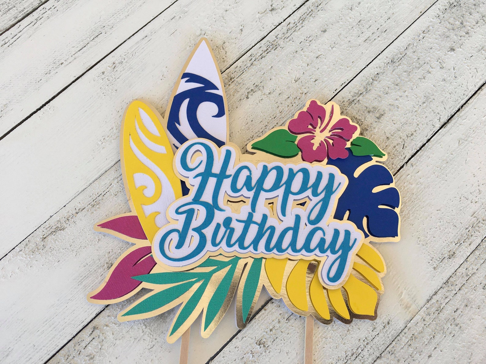 Tropical Cake Topper Surf Cake Topper Beach Party Surfer | Etsy