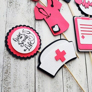 Hot Pink Nurse Cupcake Toppers, Nurse Graduation Party Decorations ...