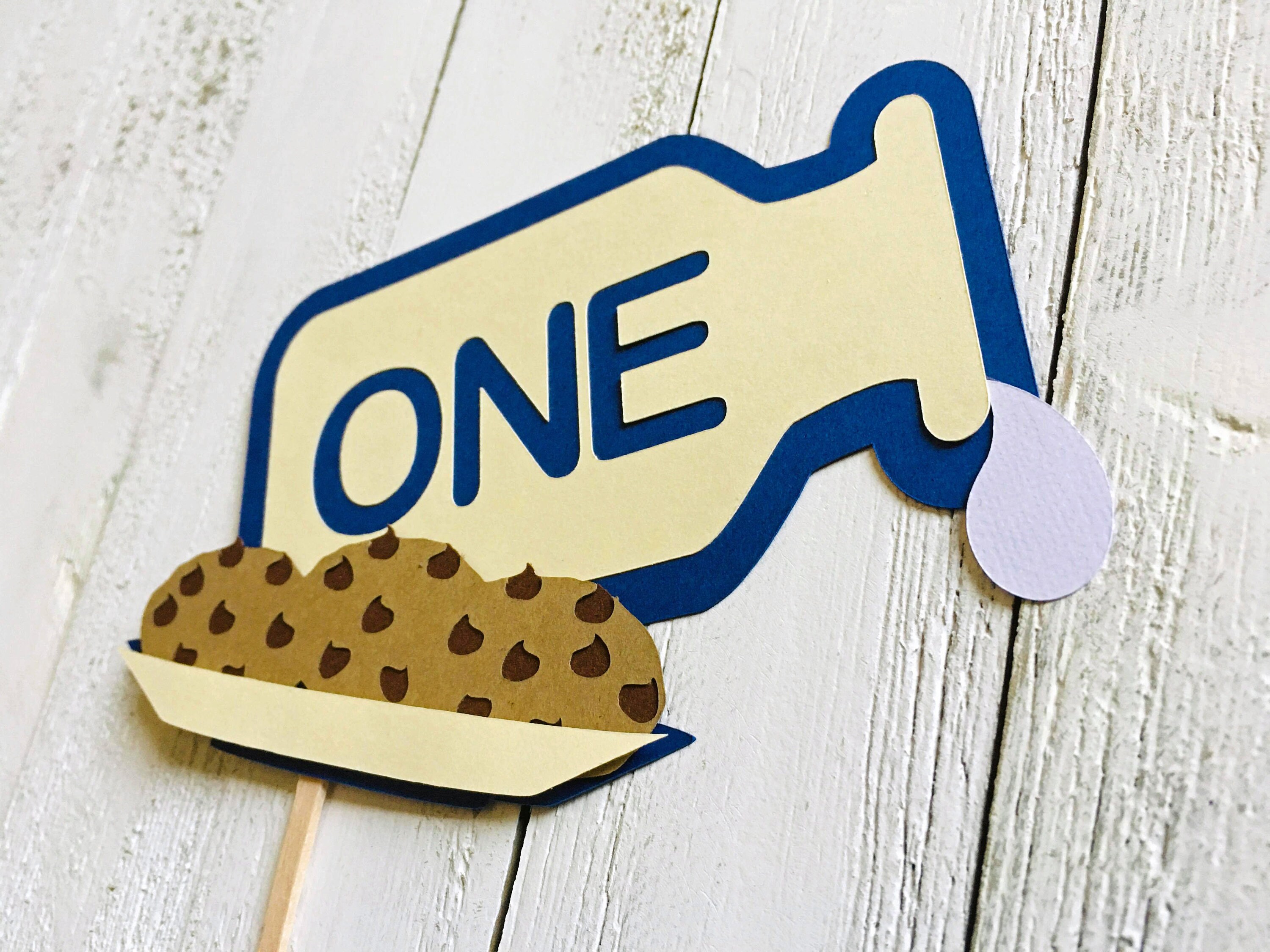 Milk & Cookies Cake Topper ONE Cake Topper Cookies and Milk | Etsy