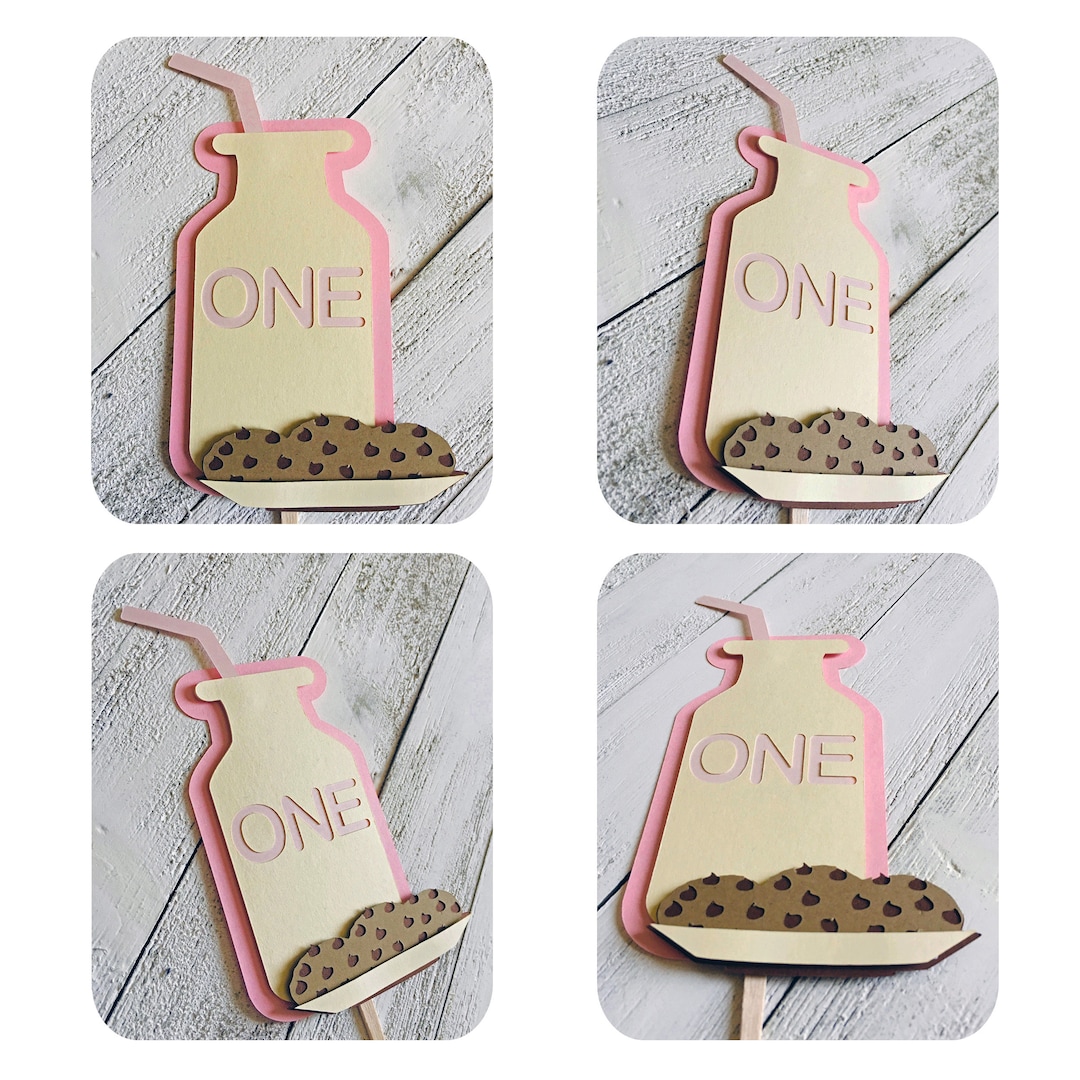 Milk & Cookies Cake Topper, ONE Cake Topper, Milk and Cookies Theme ...