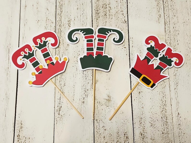 Elf Cupcake Toppers Christmas Theme Party Elf Party Cake - Etsy