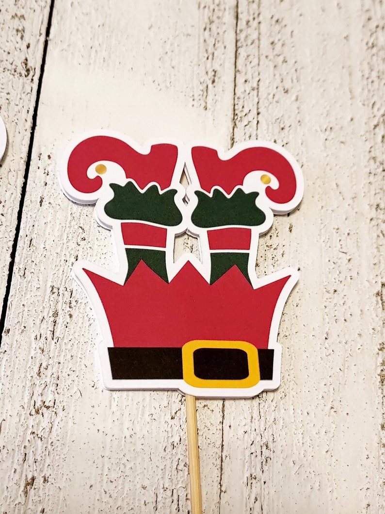 Elf Cupcake Toppers Christmas Theme Party Elf Party Cake - Etsy