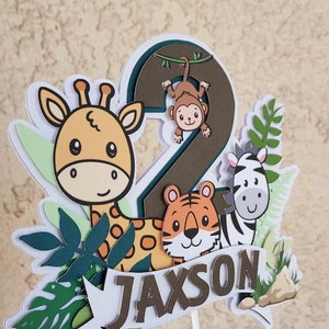 Safari Cake Topper, Safari Birthday Decorations, Animal Topper, Monkey ...