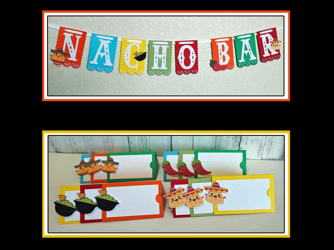 Taco Party, Fiesta Banner and Place Cards Bundle,fiesta Taco Party-set ...