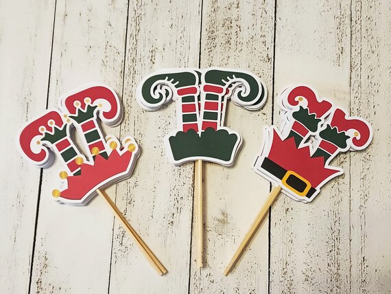 Elf Cupcake Toppers Christmas Theme Party Elf Party Cake - Etsy