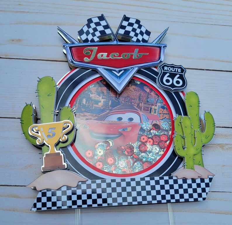 Lightning Mcqueen Cake Topper Shaker With Light Lightning - Etsy