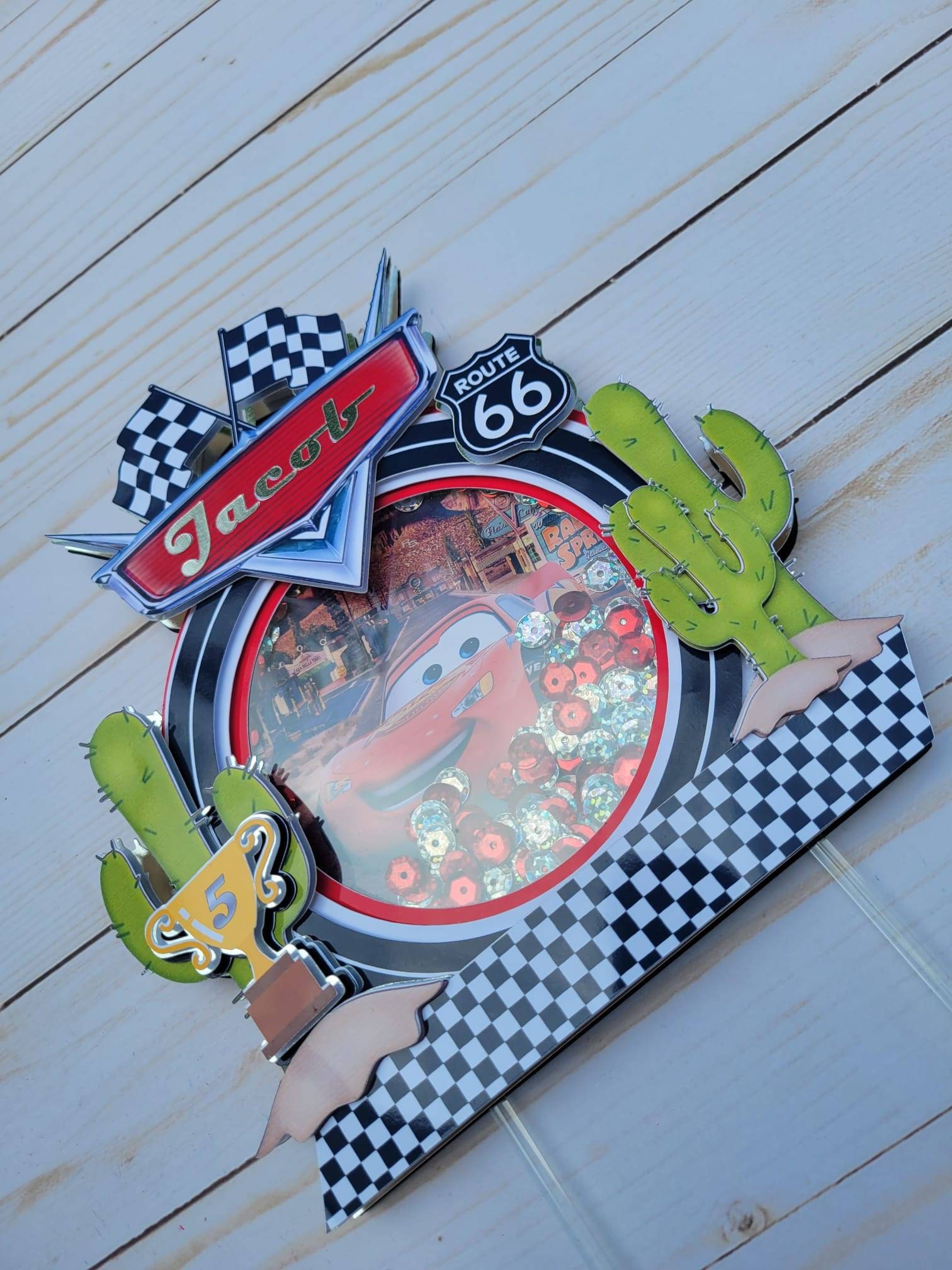 Lightning Mcqueen Cake Topper Shaker With Light Lightning - Etsy