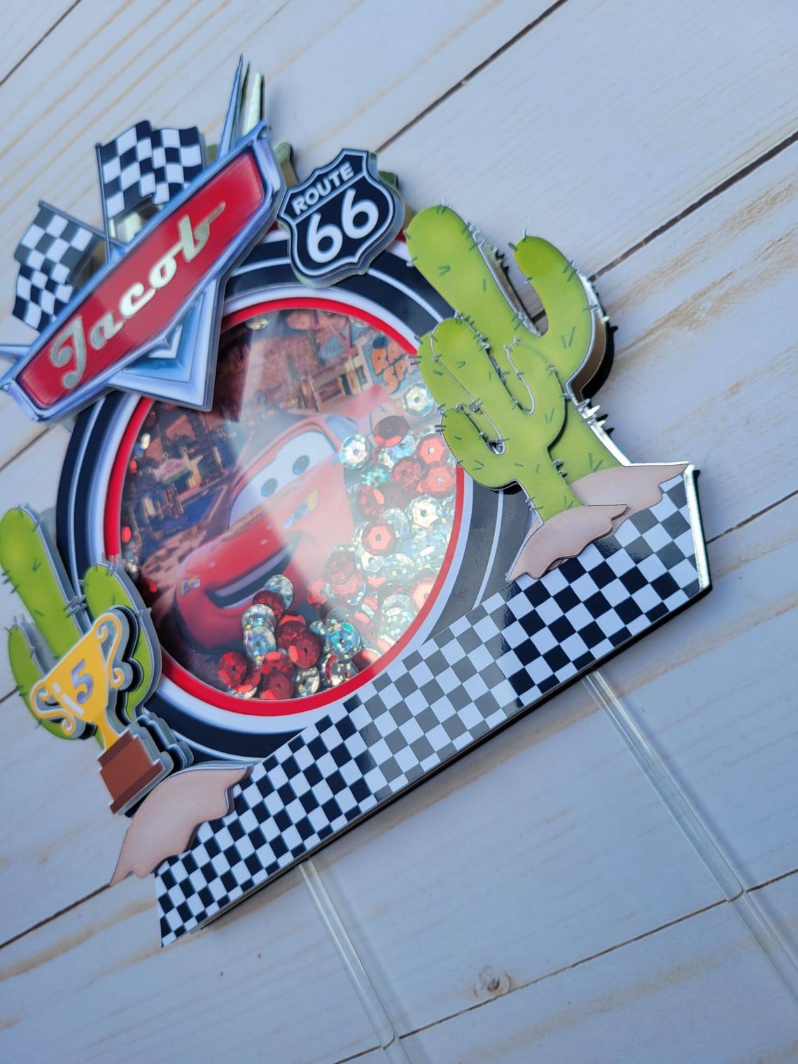 Lightning Mcqueen Cake Topper Shaker With Light Lightning - Etsy
