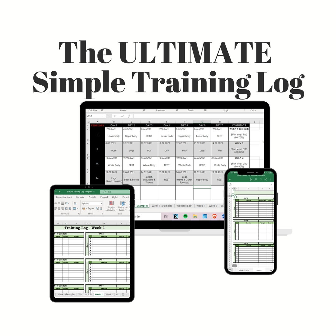 Simple Training Log Template | Digital Workout Planner | Resistance ...