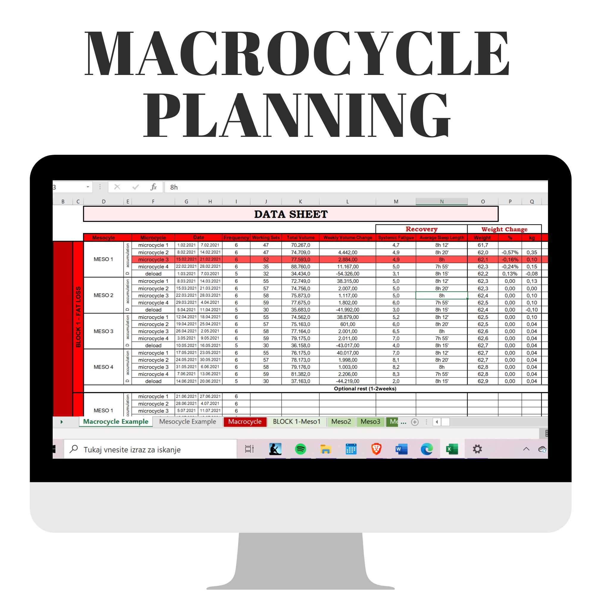 Advanced Training Log Template | Digital Workout Planner | Resistance ...