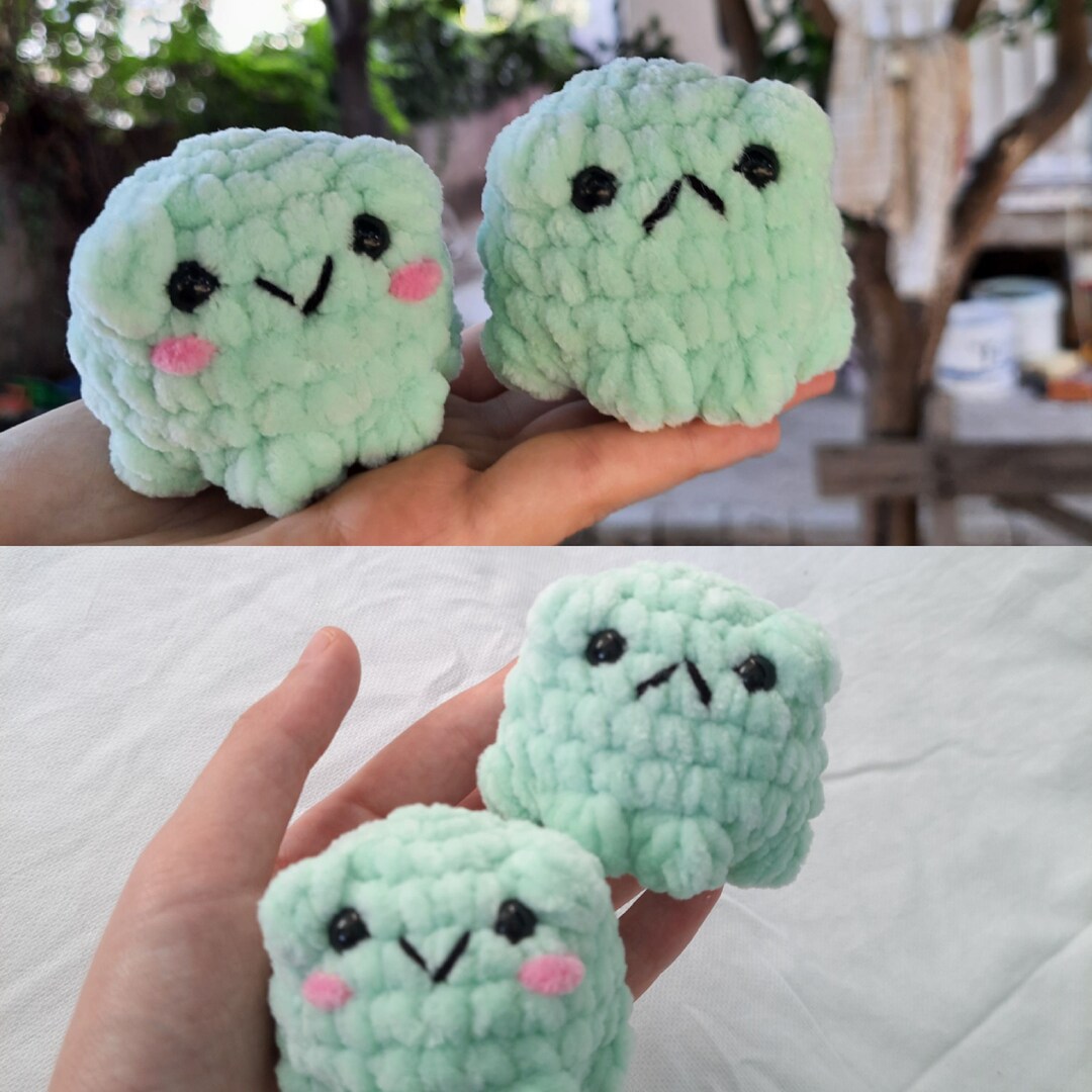 Cute Frog Plush Crochet Keychain, Happy Sad Frog and Toad, Bff Birthday ...