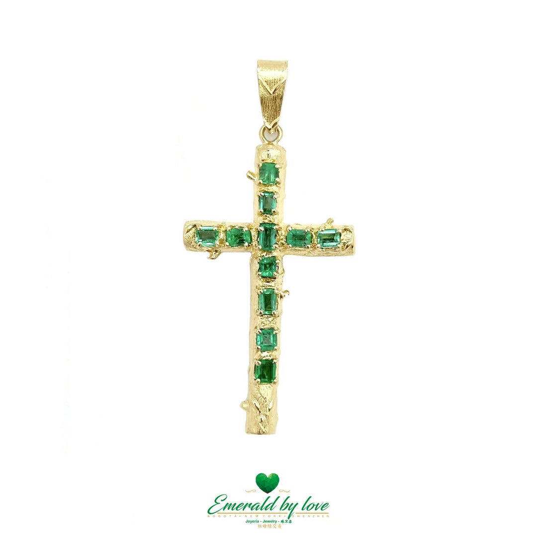Stunning Yellow Gold Cross Pendant With Authentic Colombian Emeralds - Etsy