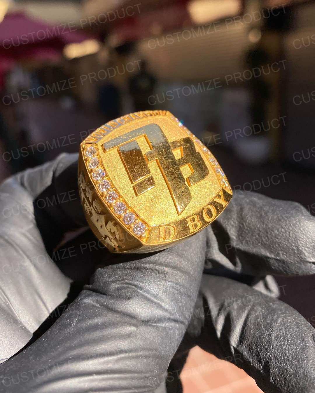 Championship Custoize Letter Birthday Rapper Moissanite Diamond Ring ...