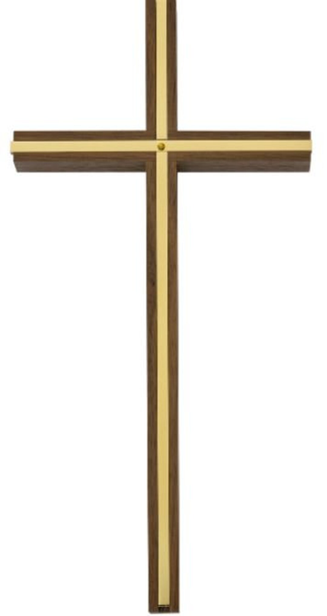 10" Walnut Wood With Brass Overlay Cross - Etsy