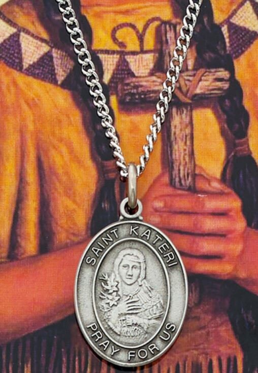 Saint Kateri Tekakwitha Pewter Medal and Laminated Prayer Card, 18 ...