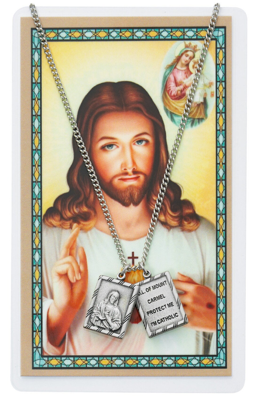 Jesus Christ Scapular Medal and Laminated Prayer Card - Etsy