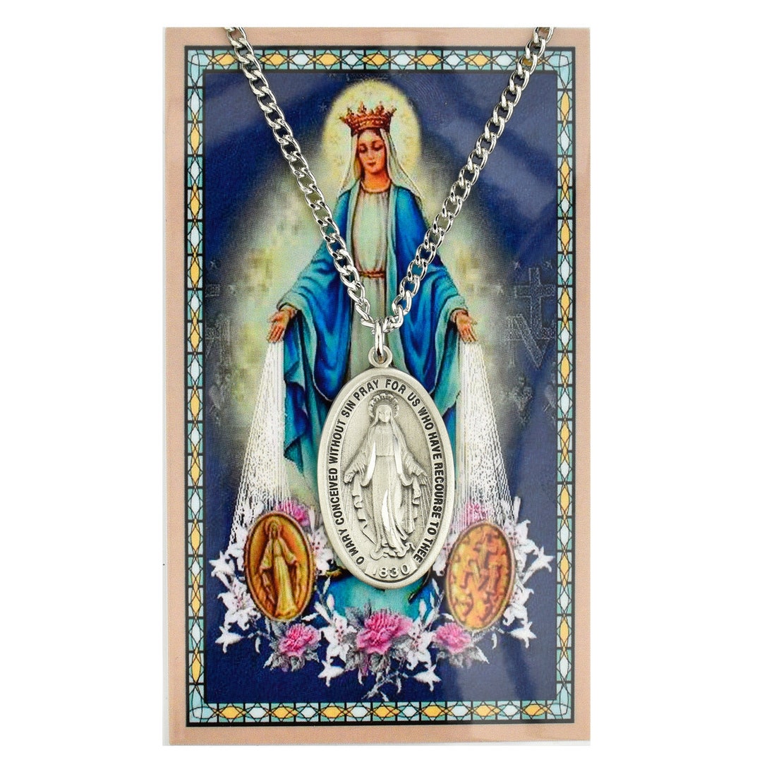 Our Lady of the Miraculous Medal Pewter Medal and Laminated Prayer Card ...