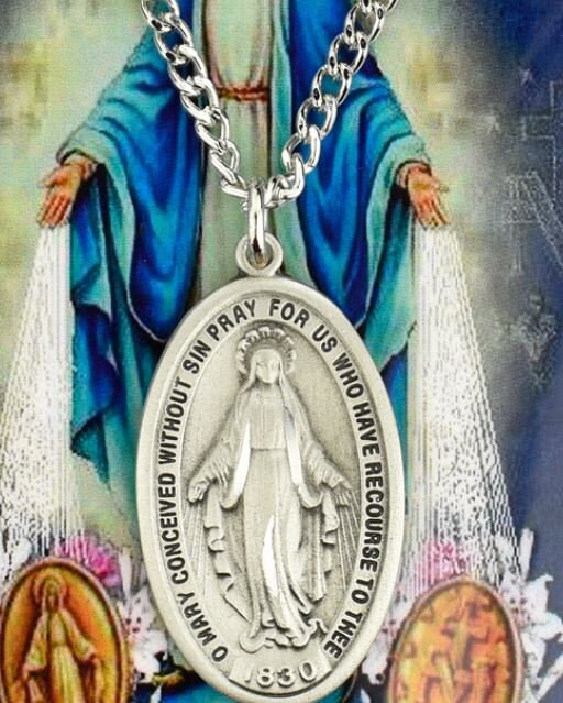 Our Lady of the Miraculous Medal Pewter Medal and Laminated Prayer Card ...